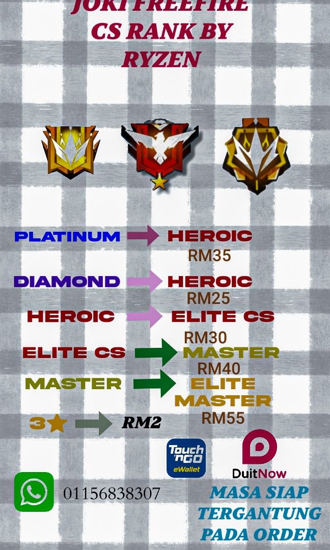 JOKI CS RANK FREEFIRE, Video Gaming, Gaming Accessories, In-Game ...