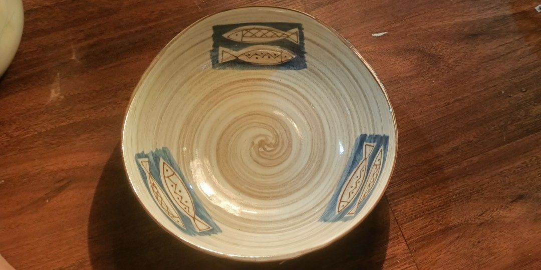 Mangkok Motif pusaran gambar ikan, Antik, Lainnya di Carousell