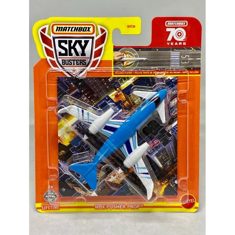 Matchbox MBX PUSHER PROP Blue White Sky Busters Propeller Passenger ...
