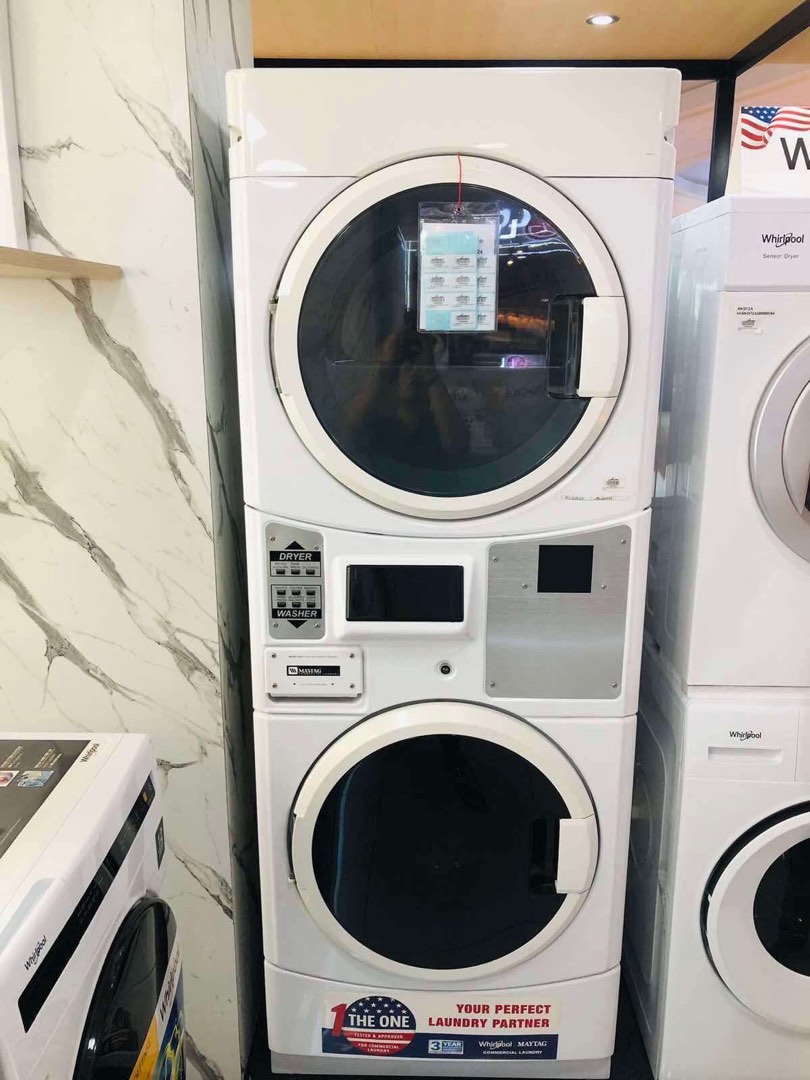 MAYTAG COMMERCIAL STACKABLE WASHER DRYER MLG22PRBKW, TV & Home ...