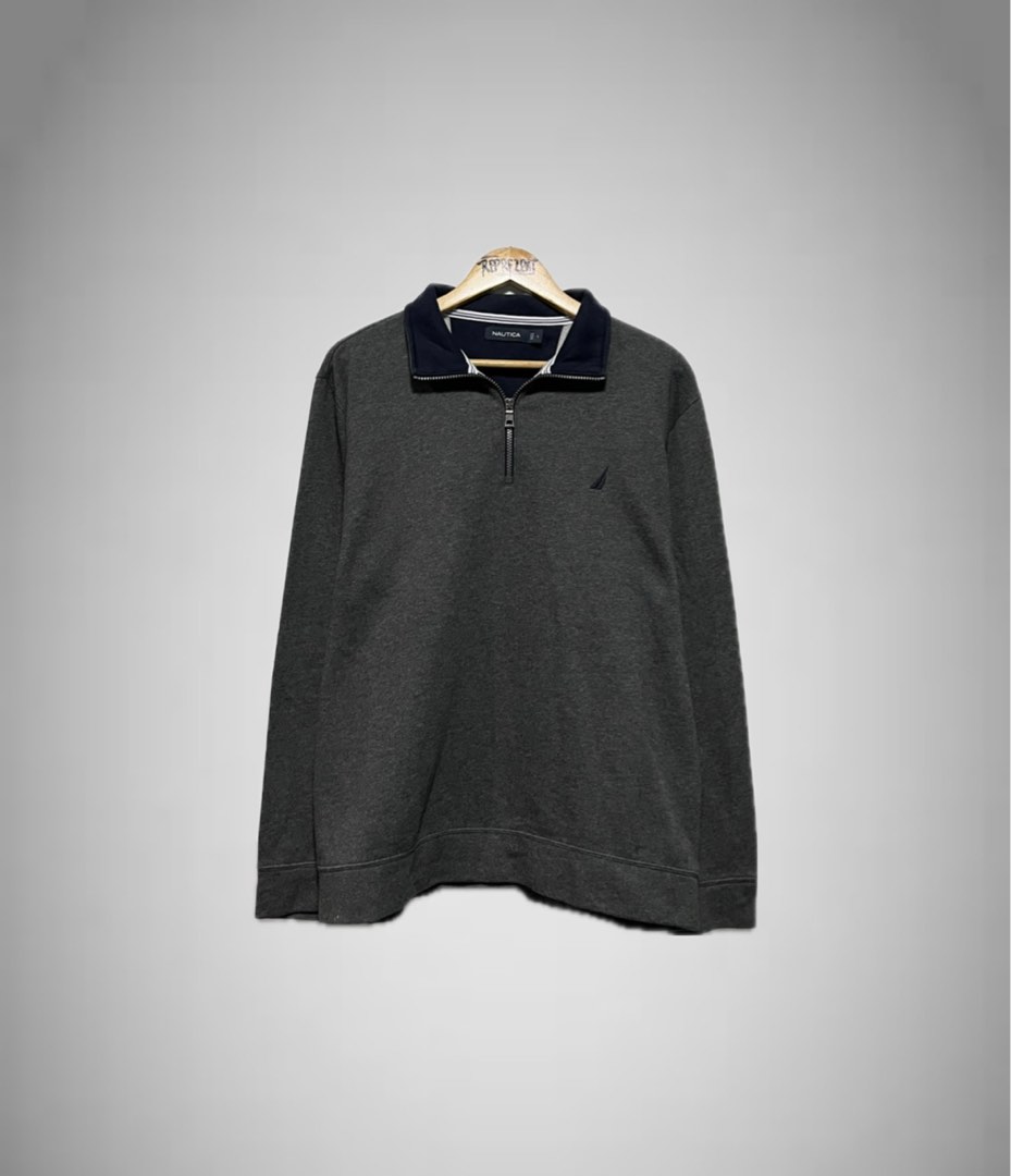 Nau/tica Qzip In Dark Gray, Navy Blue logo, Men's Fashion, Coats ...