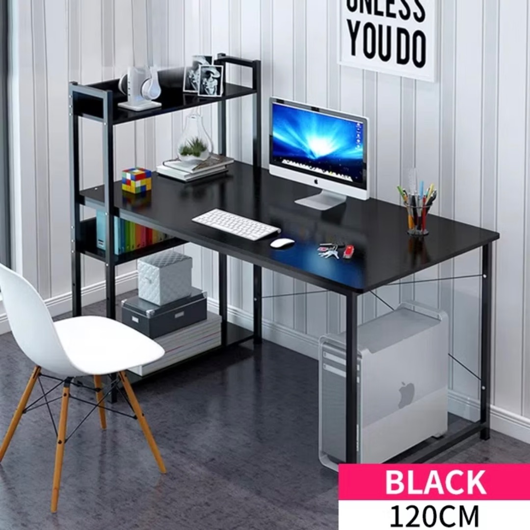 Nordic Study Table With Bookshelf | H Design Computer Desk With Side ...