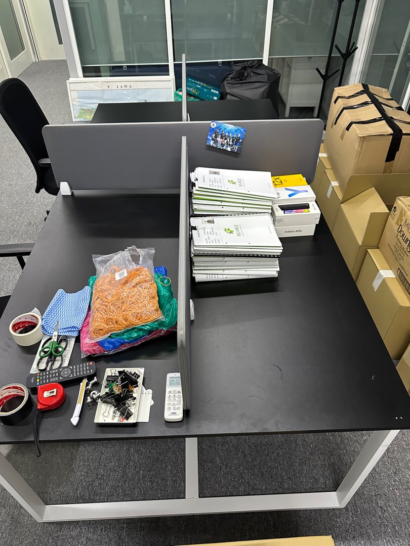 OFFICE DESK/ LONG TABLE WITH PARTIAL, Furniture & Home Living ...