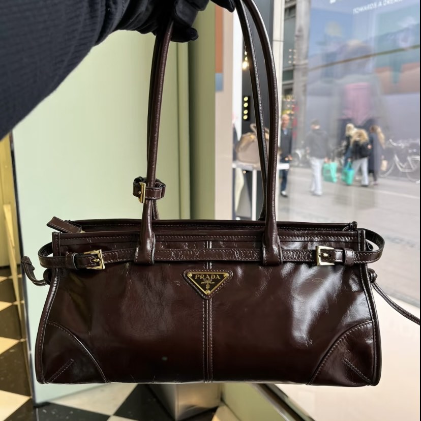 PRADA SOFT LUX SHOUDLER BAG BROWN PINK WHITE BLACK 單肩袋 手袋 肩背包 1BA426 ...