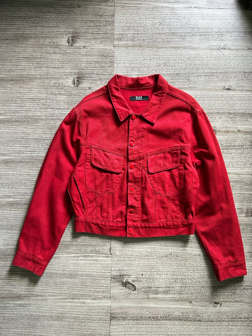 Raf Simons Red Denim Jacket, Men's Fashion, Coats, Jackets and ...