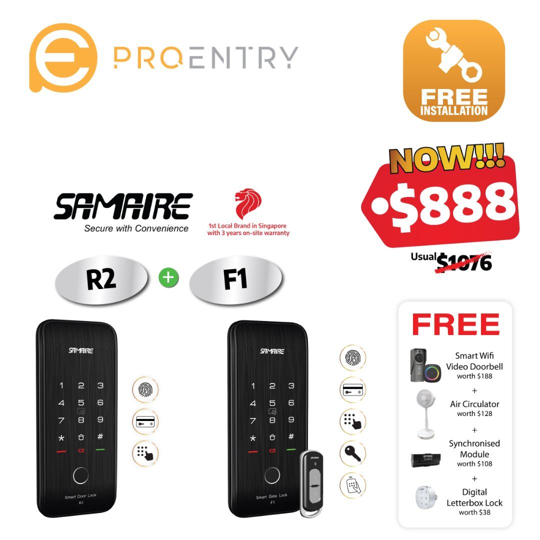 Samaire R2 + F1 Digital Lock for Door and Gate Bundle + Free Gifts ...