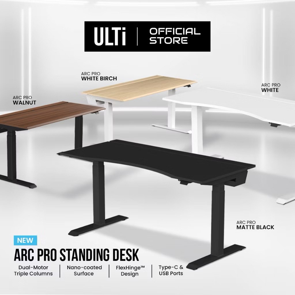 ULTi Arc Pro Standing Desk | Flex Hinge | Type-C & USB | Dual Motor ...