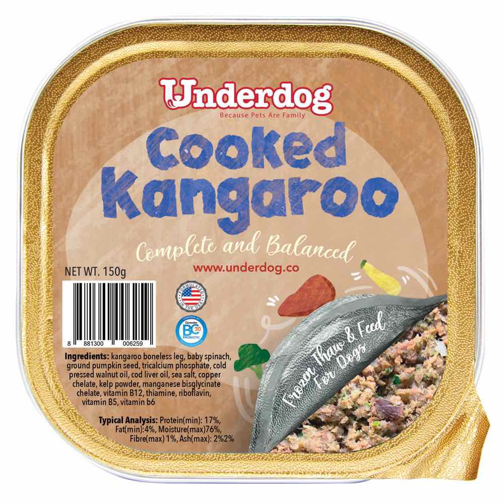 Underdog Cooked Kangaroo Complete & Balanced Frozen Dog Food, Pet ...