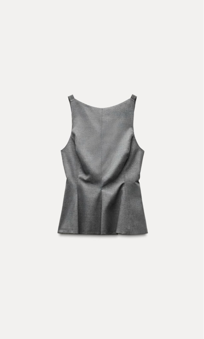 Zara Peplum Tie Top New Collection, Women's Fashion, Tops, Sleeveless ...