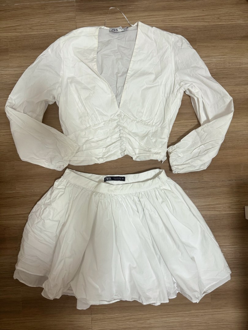 ZARA WHITE COORDS SMALL, Women's Fashion, Dresses & Sets, Sets or ...