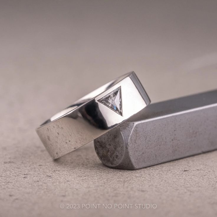 2025-Men's-Geometric-Trillion Band Ring in Flush Setting. PM with your ...