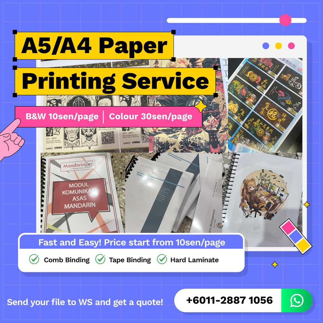 A4 Paper Printing Service | Colour | Bnw, Hobbies & Toys, Collectibles ...