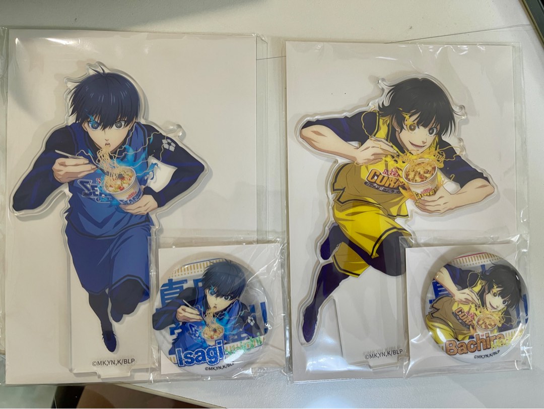 Blue lock Isagi Yoichi & Bachira Meguru standee & badge set, Hobbies ...