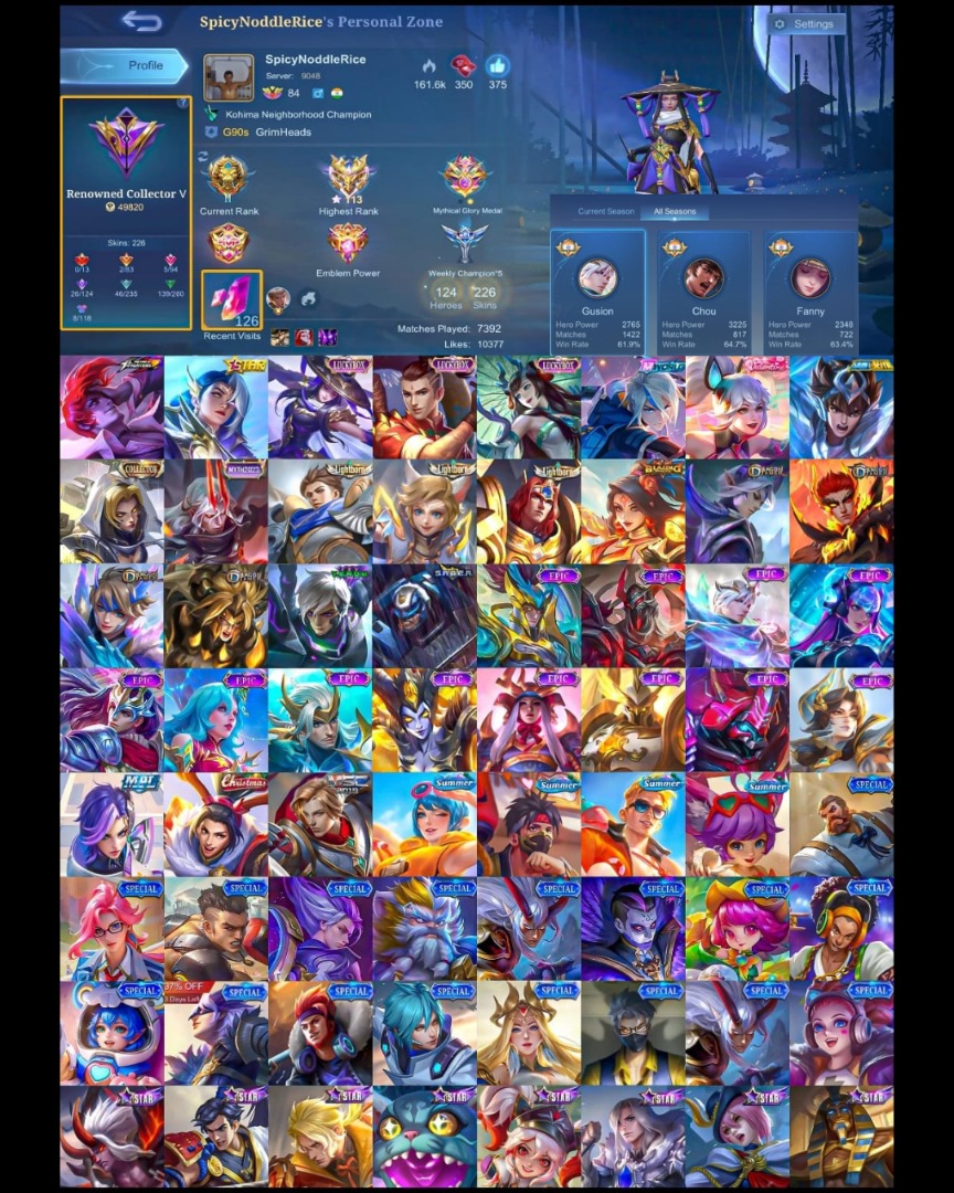 Chou KOF | High WR | Mobile Legends Account | ML acc | MLBB acc ...