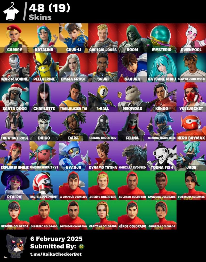 Fortnite Account with ALL Street Fighter Girls Chun Li Cammy Sakura + Hatsune Miku, Video Gaming ...