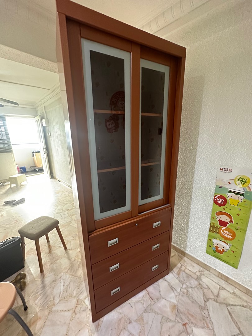 Free Delivery Sliding door display Cabinet with drawers, Furniture ...
