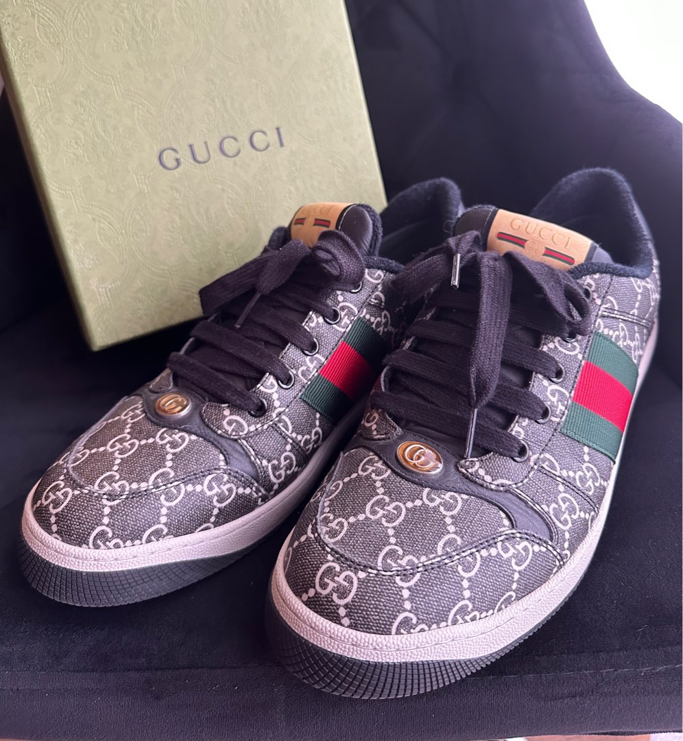 Gucci Screener Trainer Canvas Leather in Black and Grey Supreme Size 10 ...