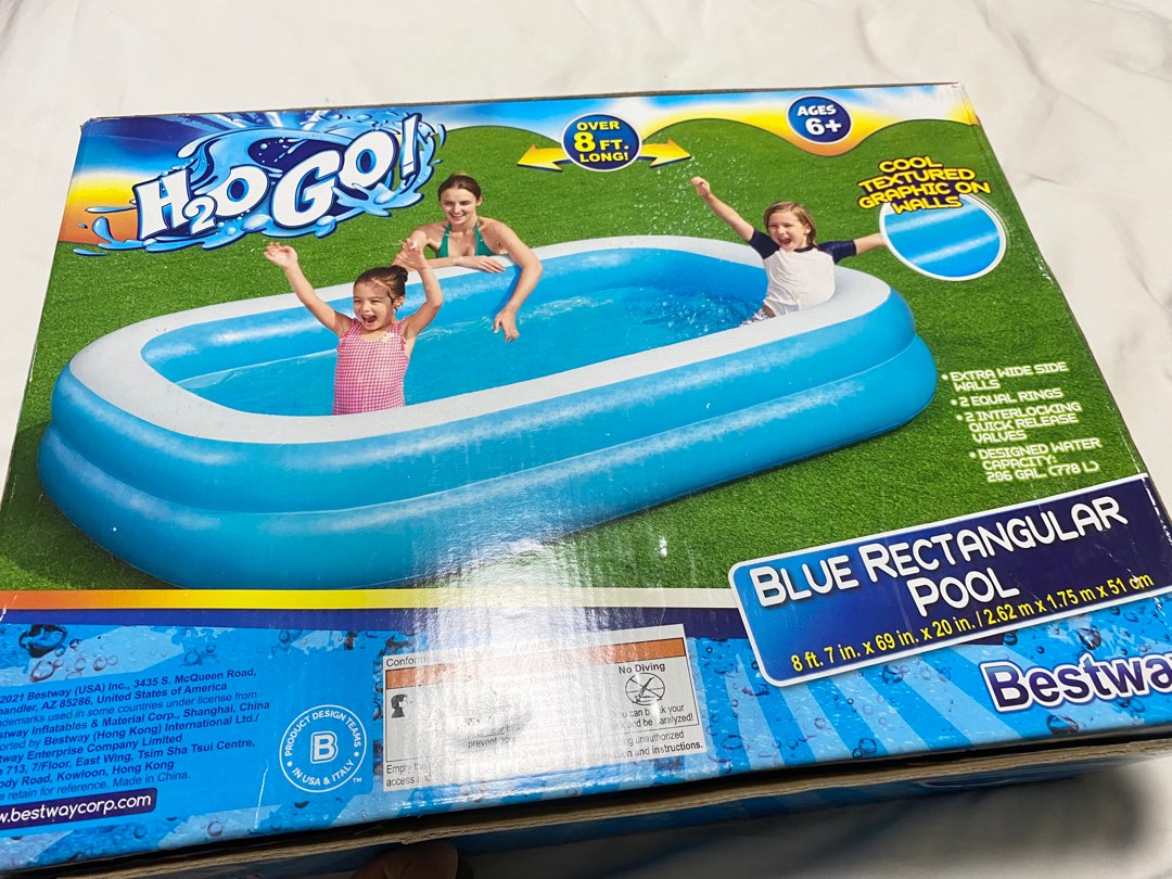 H2O Go! Inflatable Blue Rectangular Pool (Over 8ft. Long), Everything ...