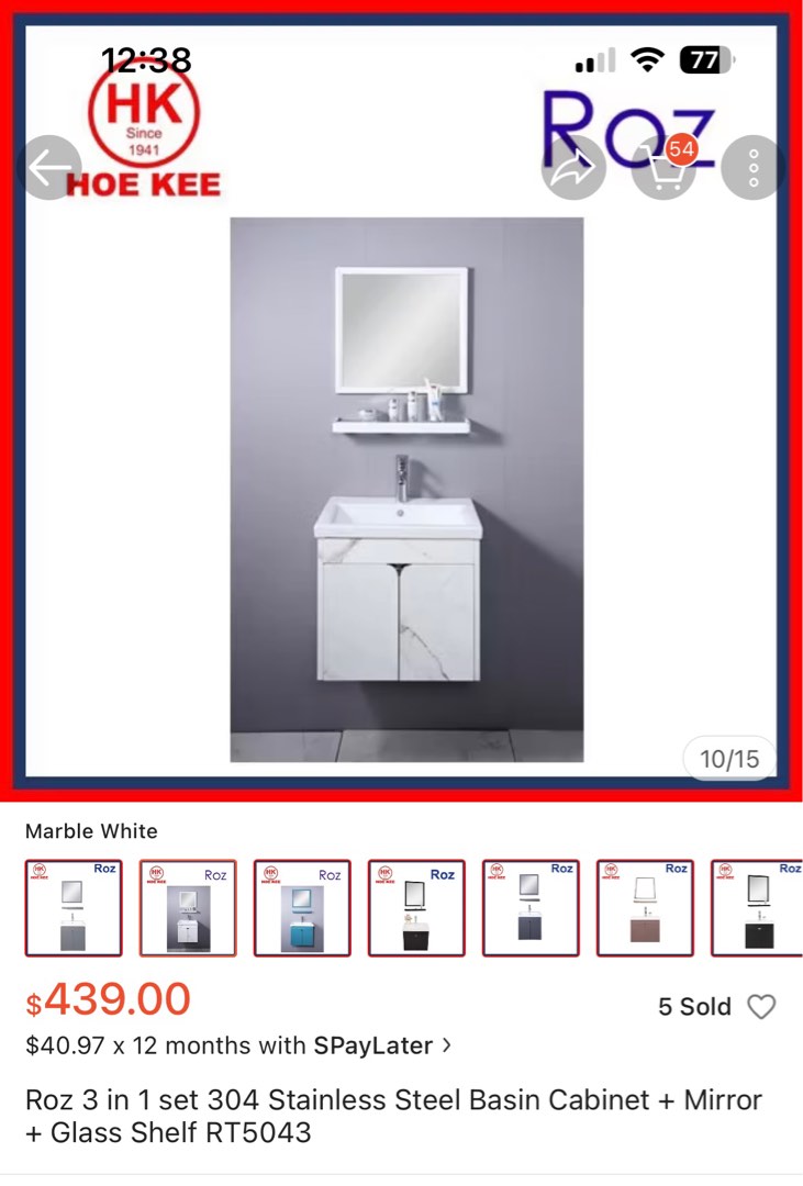 Hoe Kee bathroom mirror and glass shelf, Furniture & Home Living, Bathroom & Kitchen Accessories ...