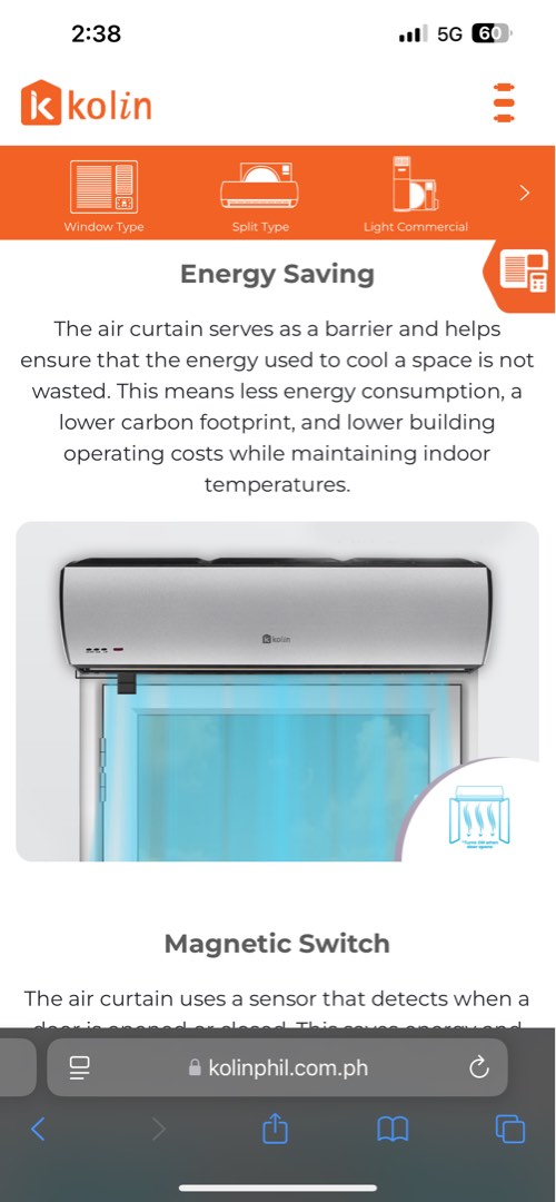 Kolin Air Curtain, TV & Home Appliances, Air Conditioning and Heating on Carousell