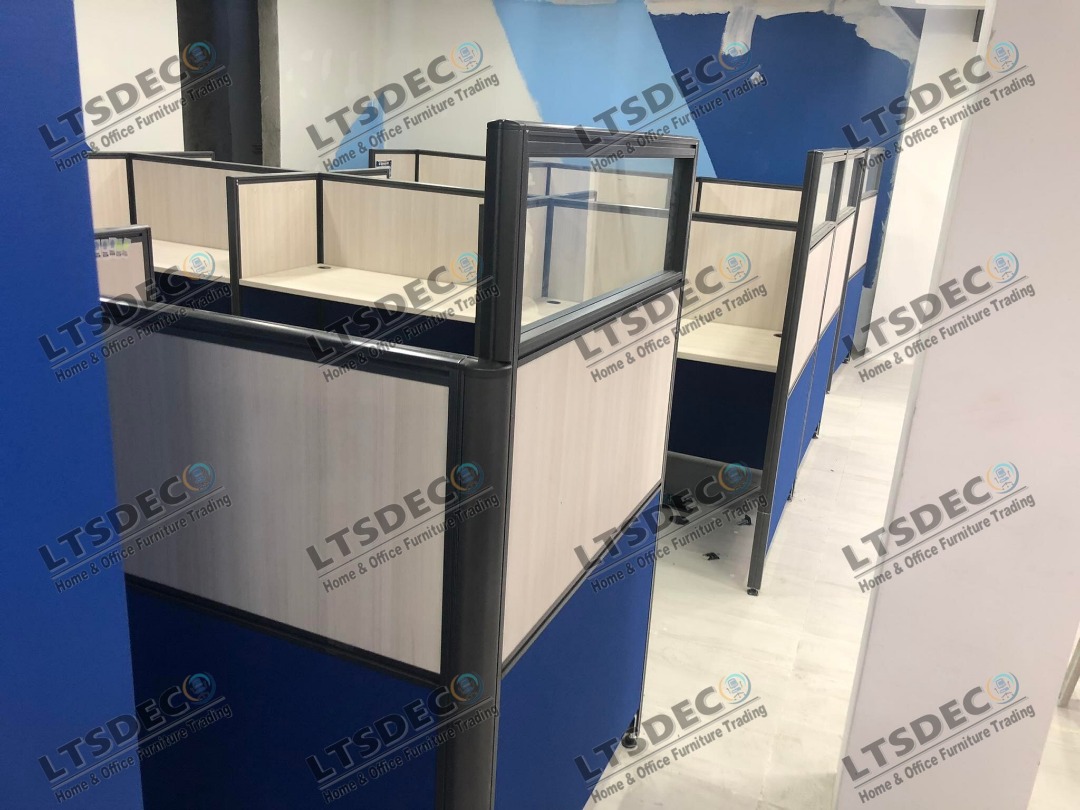FULL LAMINATED WORKSTATION CUBICLE WITH GLASS | OFFICE PARTITION ...