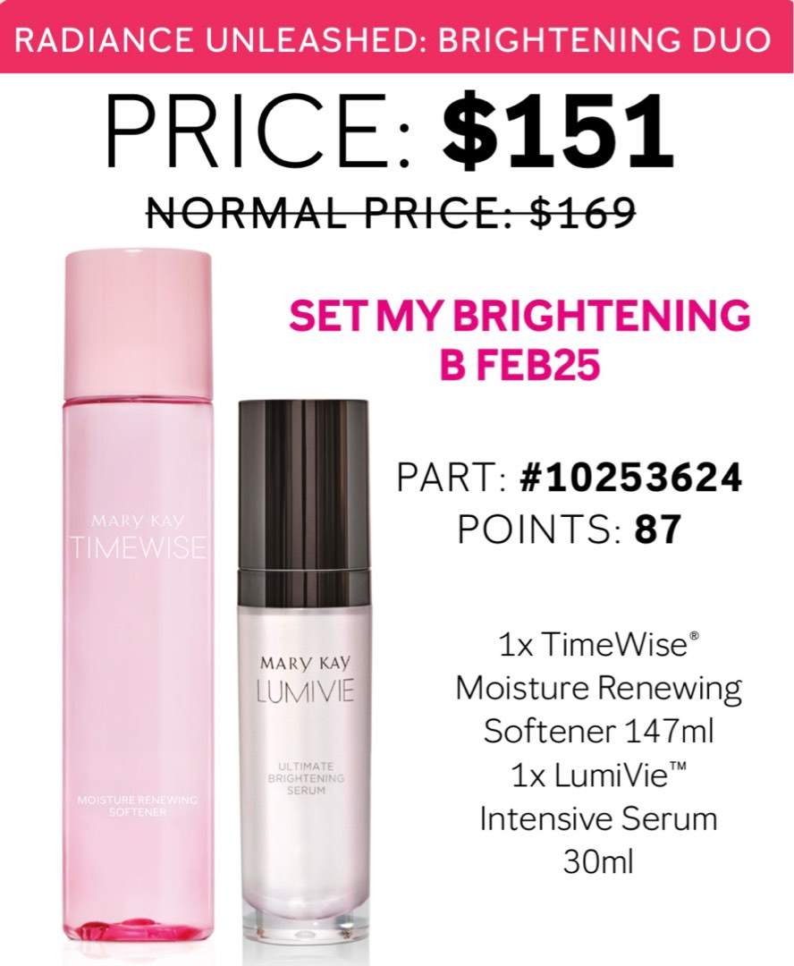 Mary Kay Brightening Set B, Beauty & Personal Care, Face, Face Care ...