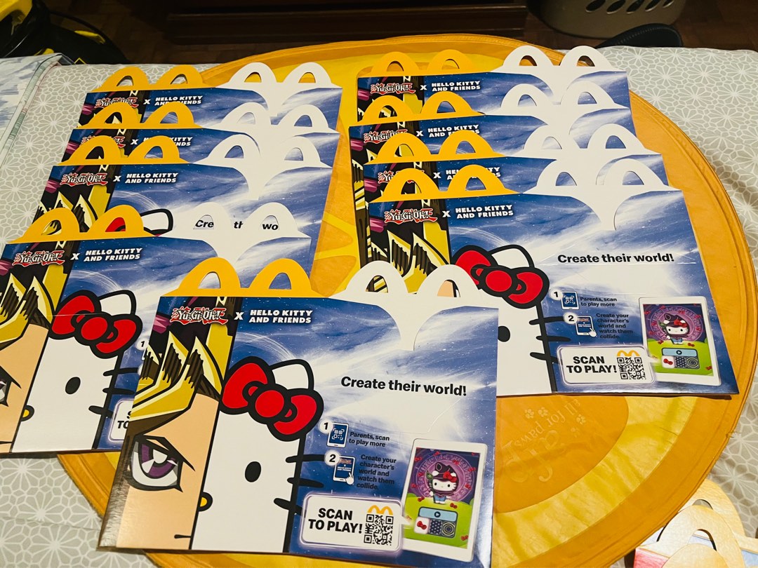 Mcdo Happy Meal hello kitty x yugiyoh box set (see info), Hobbies ...