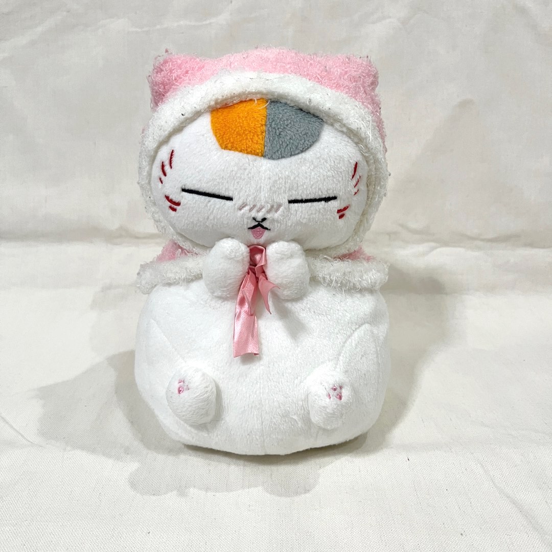 Nyanko-Sensei with Pink Cape Hood Sitting Plushie Toy, Hobbies & Toys ...