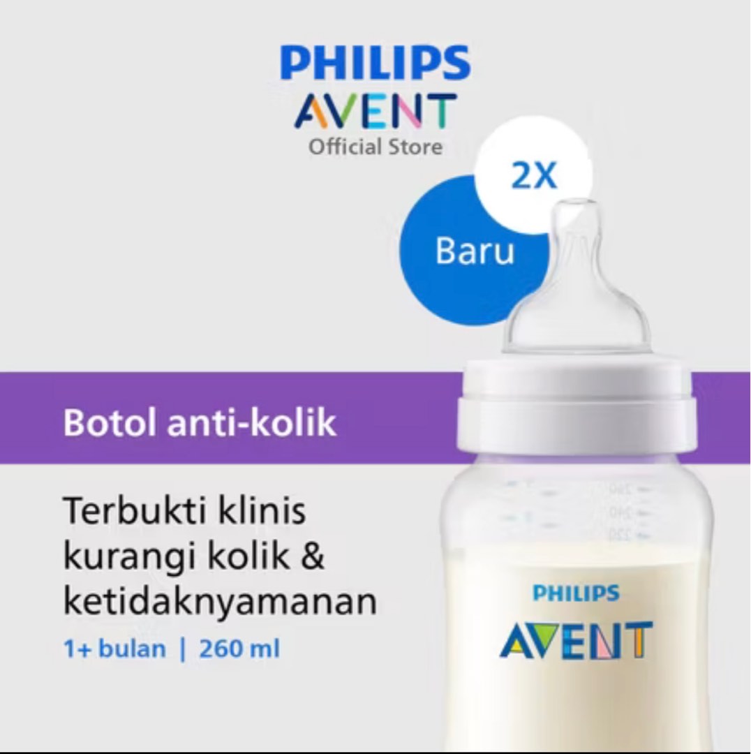PHILIPS AVENT Anti-Colic Milk Bottles (9oz/260ml) x 4 Bottles, Babies ...