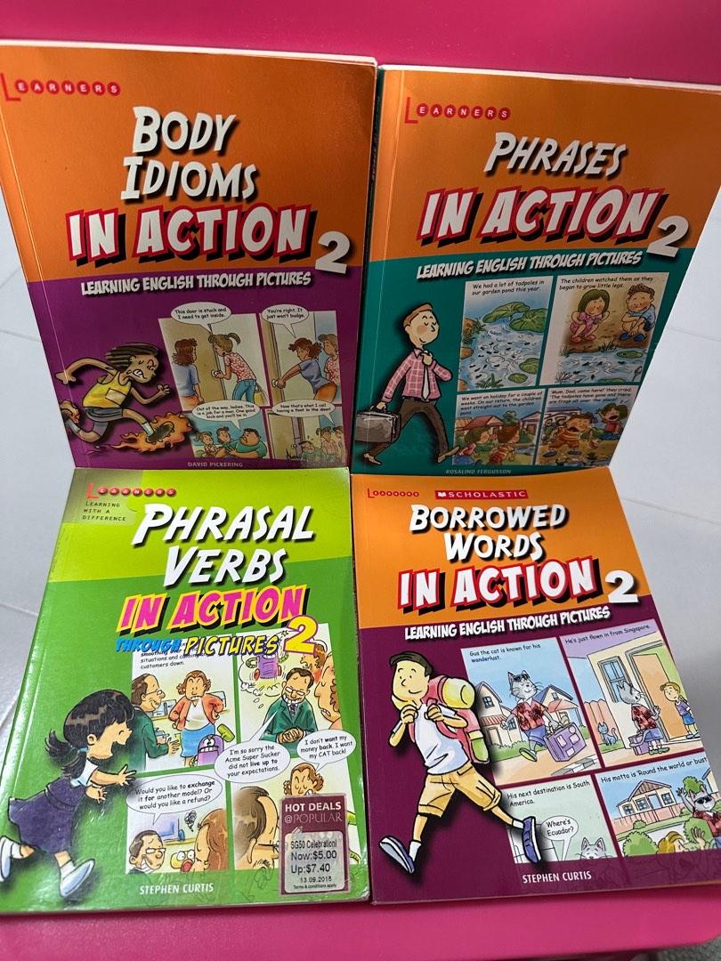 Primary level English - (1) Idioms (2) Phrases (3) Phrasal Verbs (4) Borrowed Words, Hobbies ...