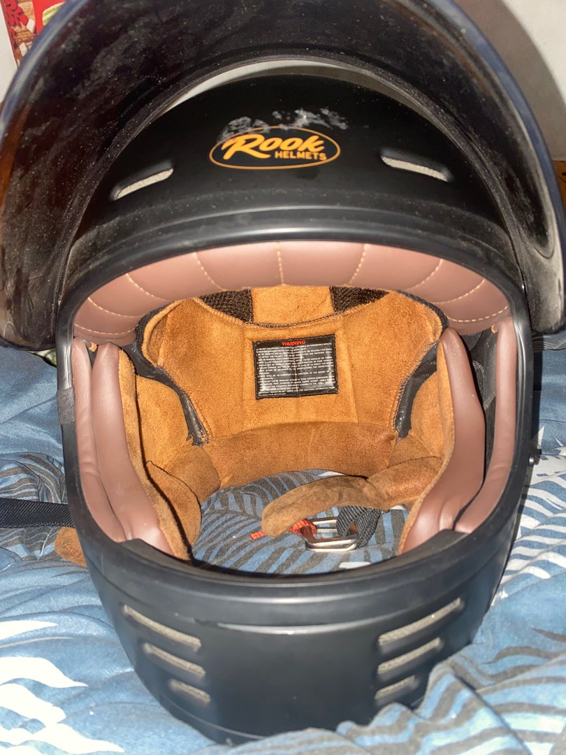 Rook Helmet XL (matte black and gold) negotiable, Motorbikes, Motorbike ...