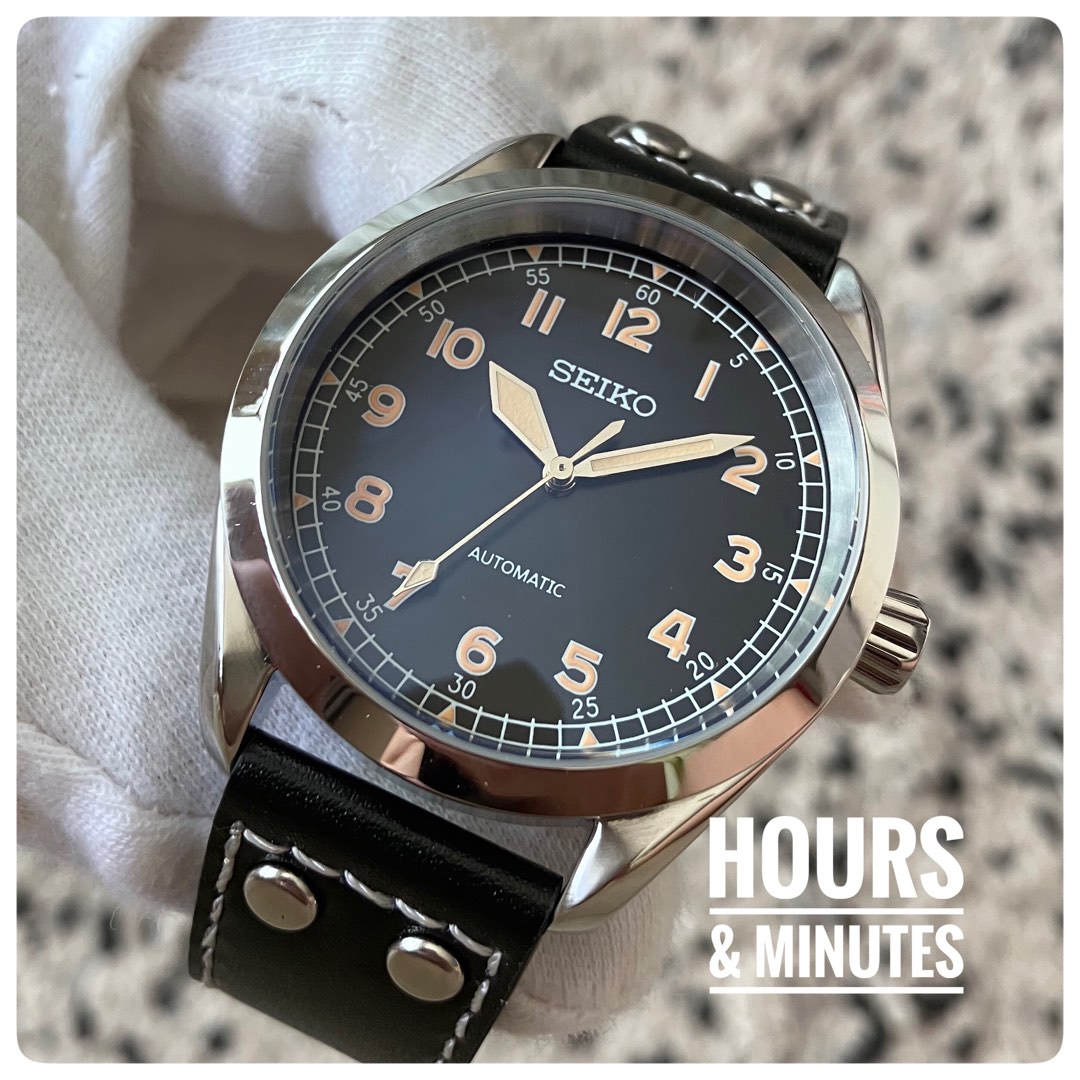 Seiko mod Pilot Black Numerals automatic watch, Men's Fashion, Watches ...