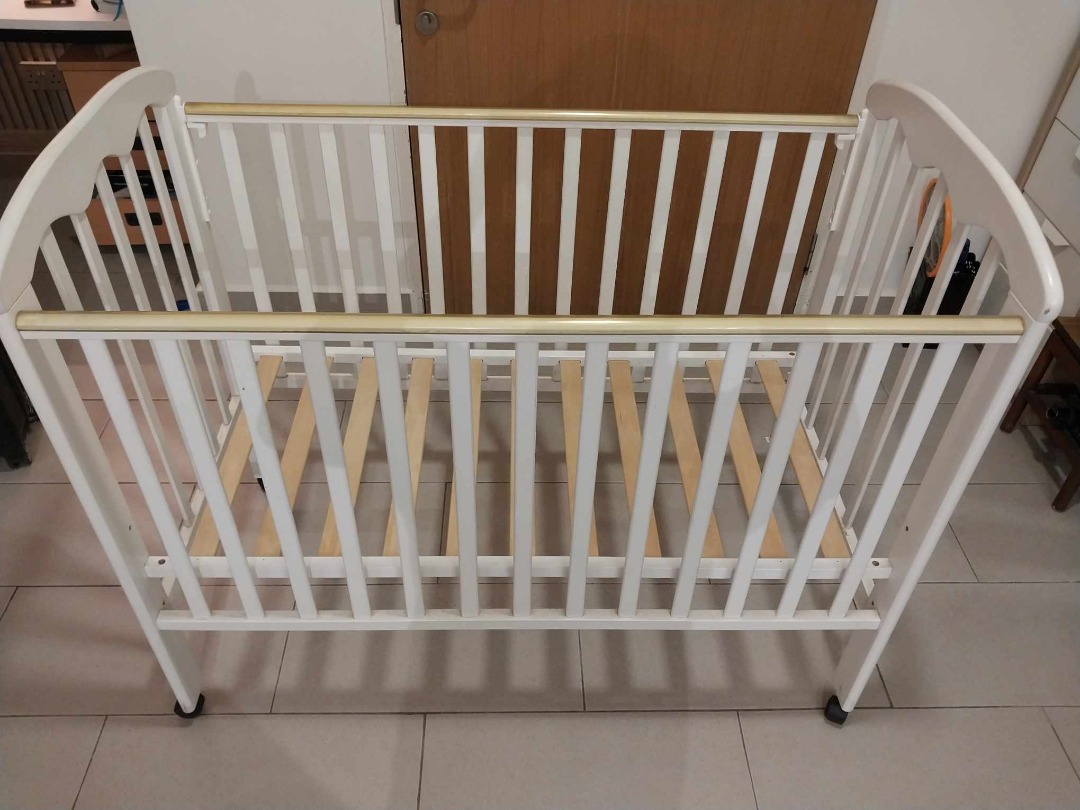 Solid Wood Height-Adjustable Baby Cot, Babies & Kids, Baby Nursery ...