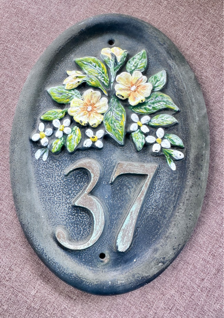 Vintage Hand Painted House Number Plaque 57, Furniture & Home Living ...