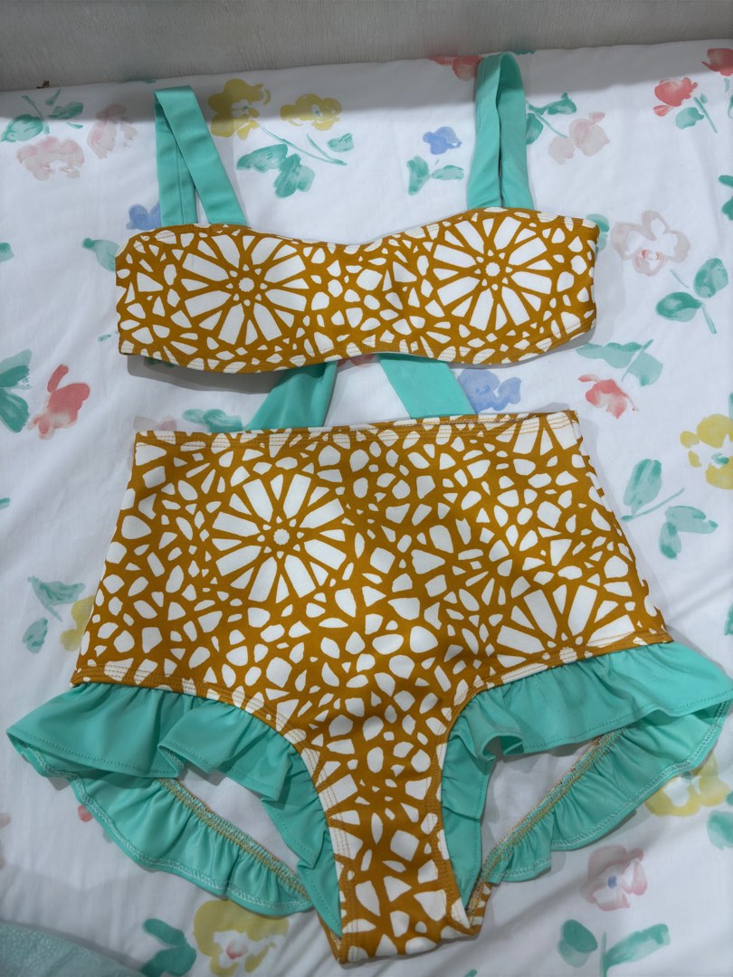 Wear Sandy Cheeks Yellow and Blue Bikini Set, Women's Fashion, Swimwear ...