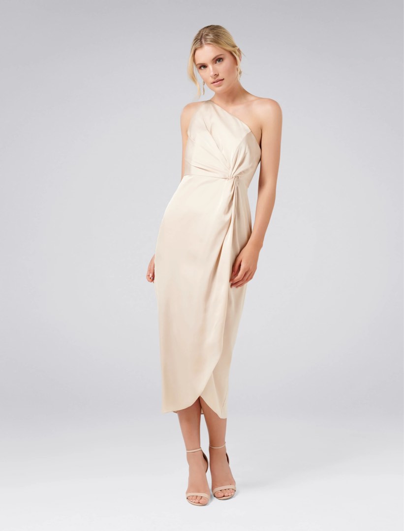 ZARA INS Cream off white ecru eggshell venus cut gathered waist slit ...