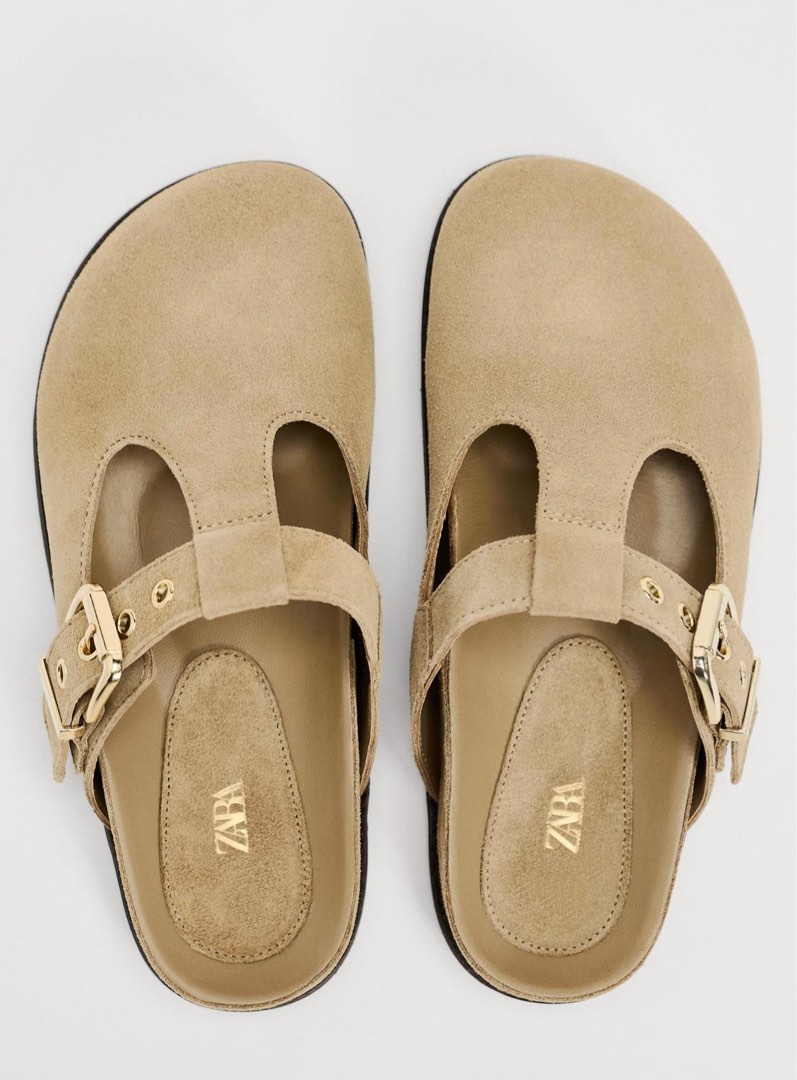 Zara split leather clogs, Women's Fashion, Footwear, Slippers and ...