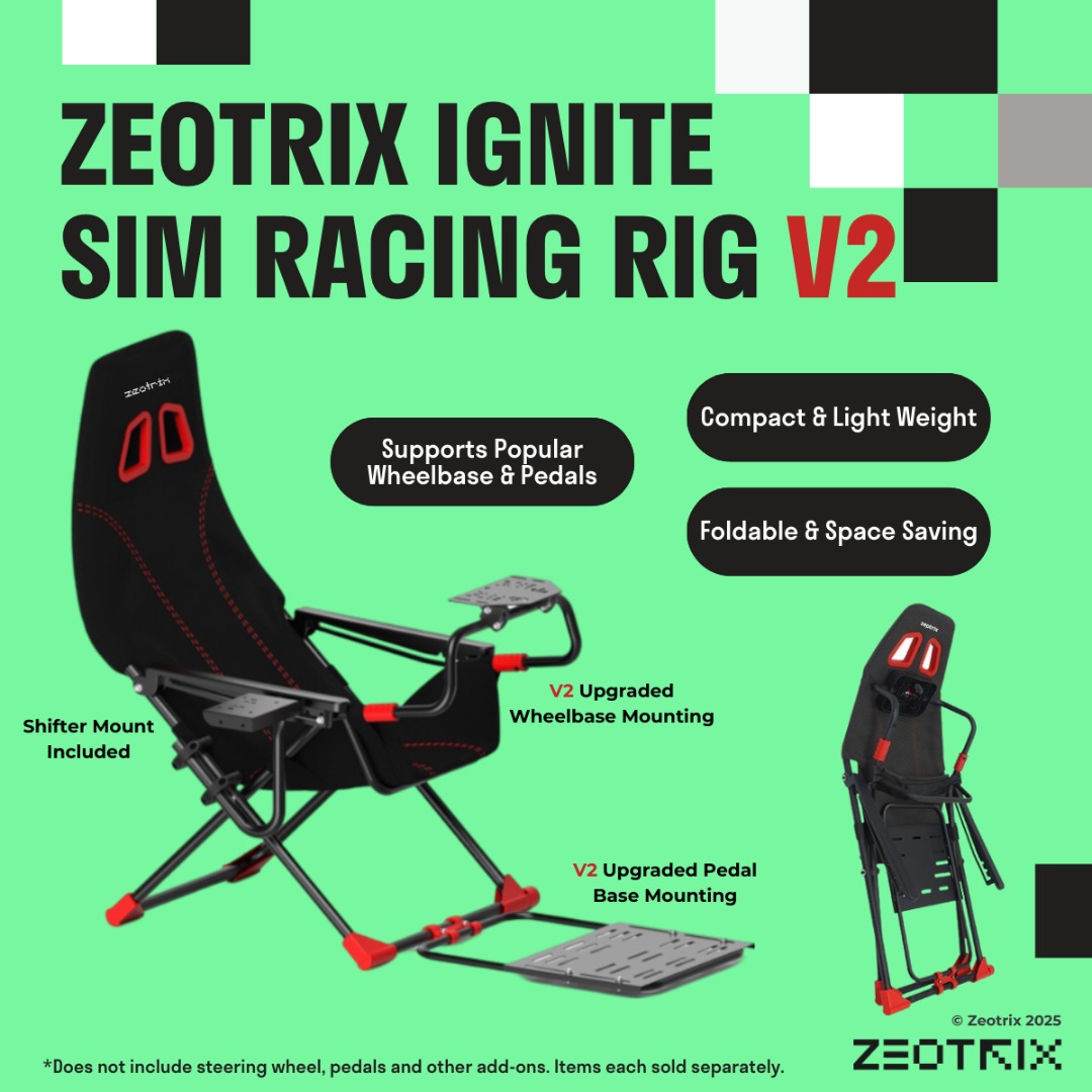 ZEOTRIX Ignite V2 - Sim Racing Rig - Sim Racing Cockpit - Sim Racing Seat - Wheel Mount ...