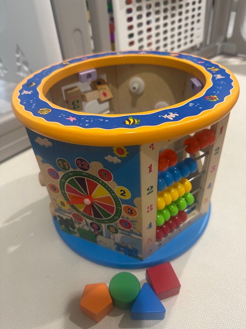 8 in 1 Educational Wooden Toy Block Cube Activity Learning Education Game Round Bead Maze ...