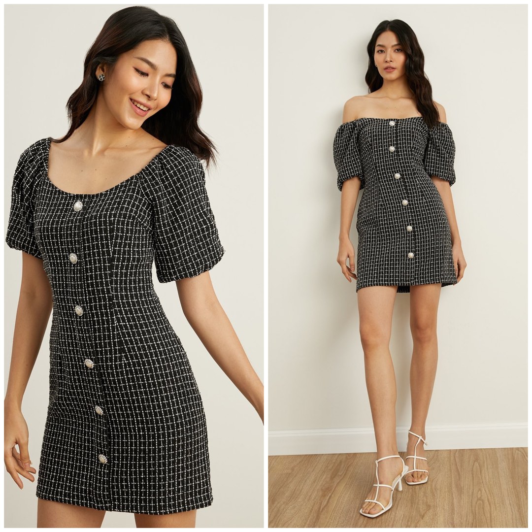 [BN] Pomelo Tweed Multiway Dress, Women's Fashion, Dresses & Sets ...