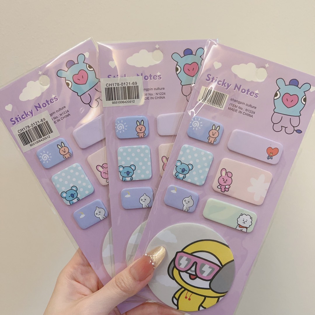 BTS Van Chimmy Cooky BTS Korean Sticky Note Stationery, Hobbies & Toys ...
