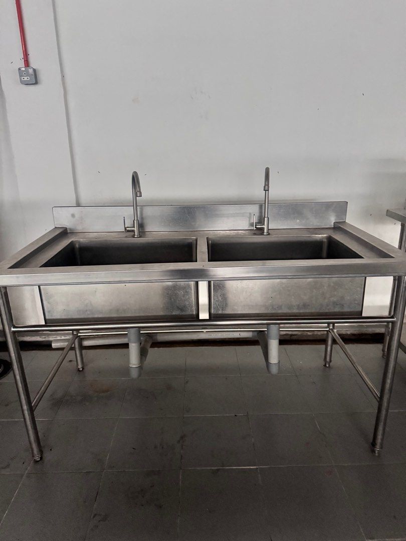 Commercial Stainless Steel Sinki Double Deep Bowl Sinki Set with stand ...