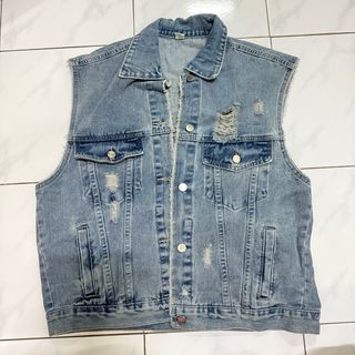 Oversize denim outer. Jeans. Jacket. Dark blue, Women's Fashion, Coats ...