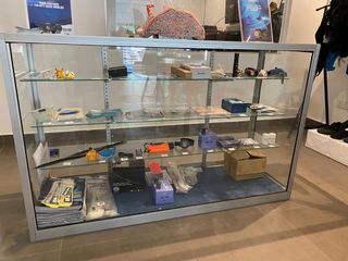 Classic Solid Brown Wooden Display Cabinet w/ Sliding Glass Doors ...