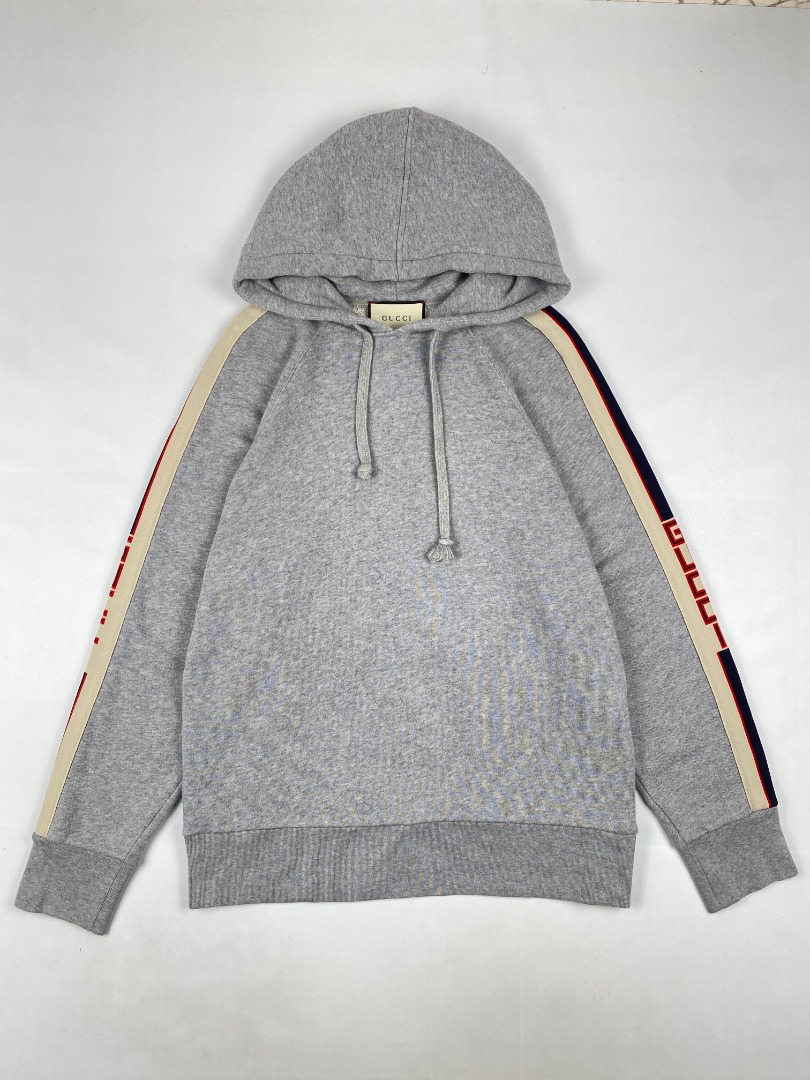 Gucci Side Tape Heather Gray Hoodie, Men's Fashion, Coats, Jackets and ...