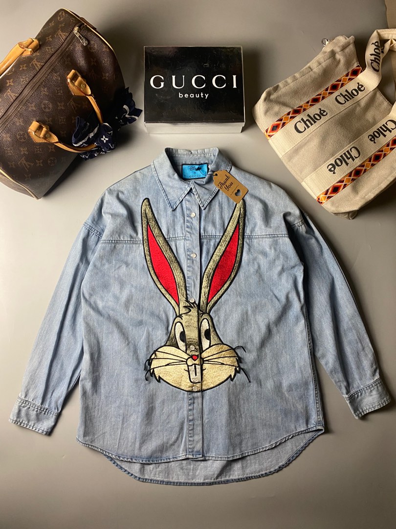 Gucci x Disney Bugs Bunny Denim Embroidered Logo, Luxury, Apparel on ...