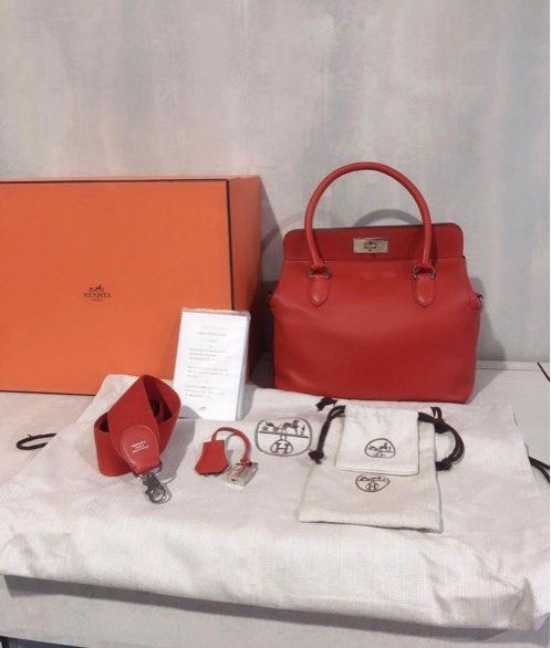 Hermes bag Hermes toolbox 26 In vermillion, swift leather with full box ...