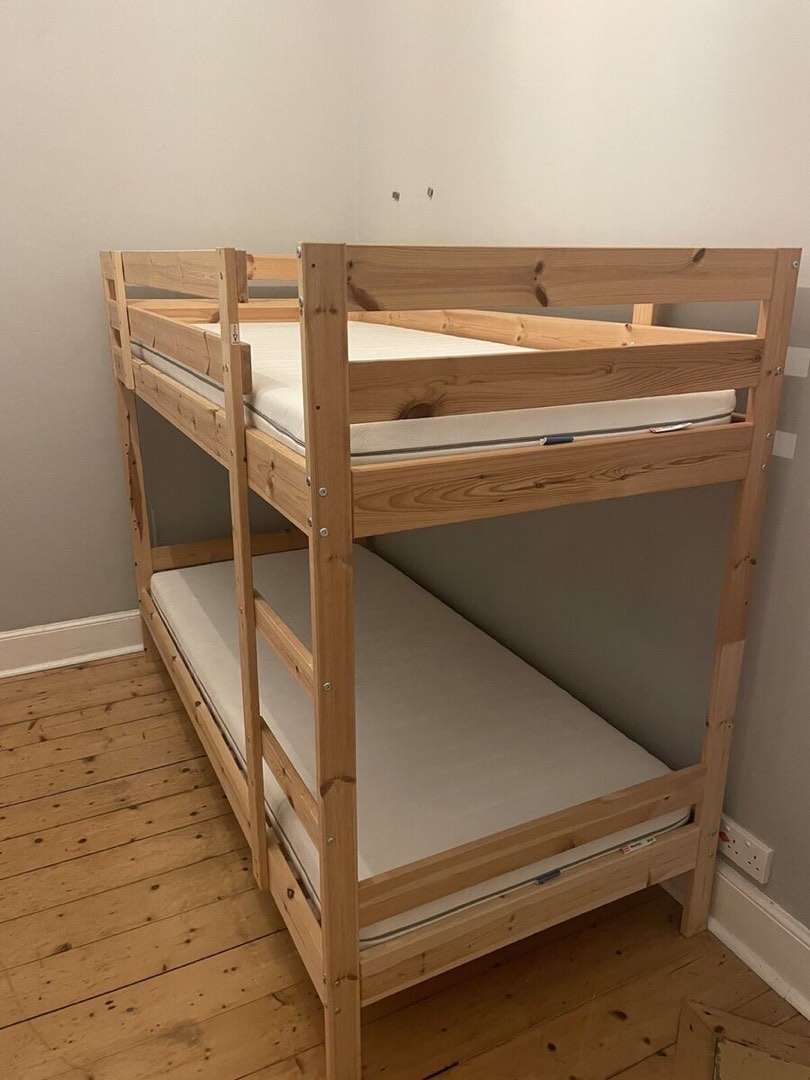 Ikea bunk bed double decker pine wood, Furniture & Home Living, Bedding ...