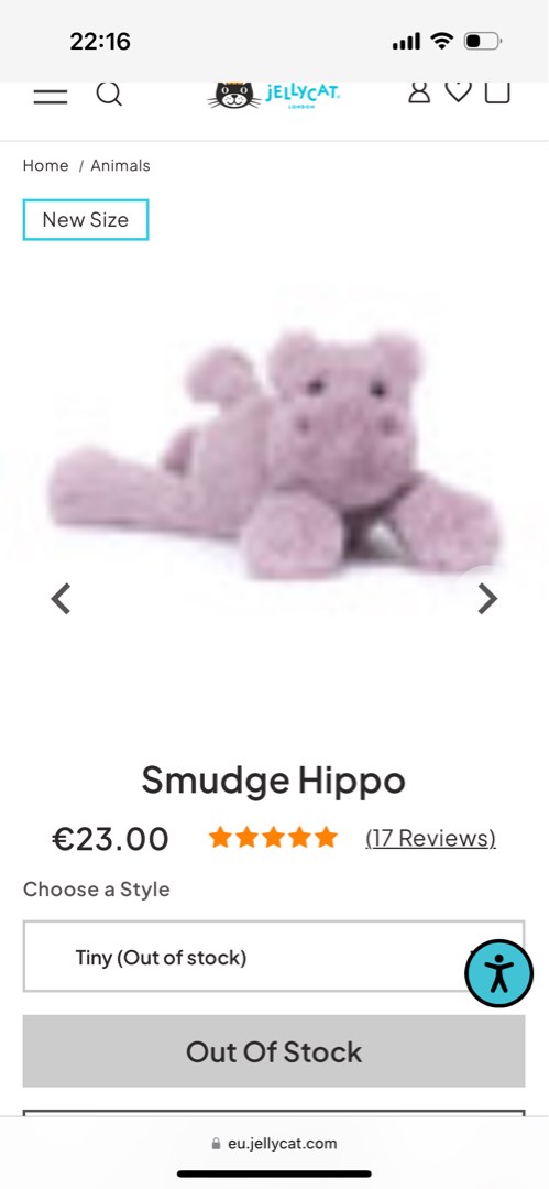 Jellycat Smudge Hippo Tiny, Babies & Kids, Infant Playtime on Carousell