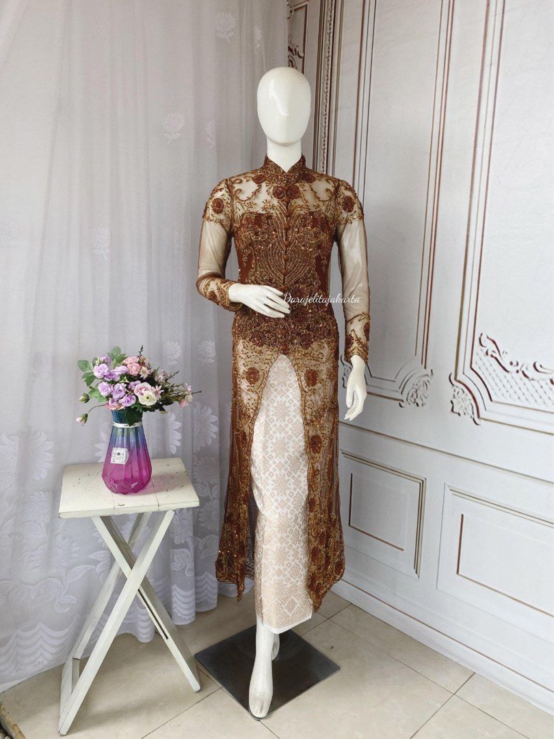 Long kebaya lace rich brown by DaraJelita, Women's Fashion, Muslimah ...